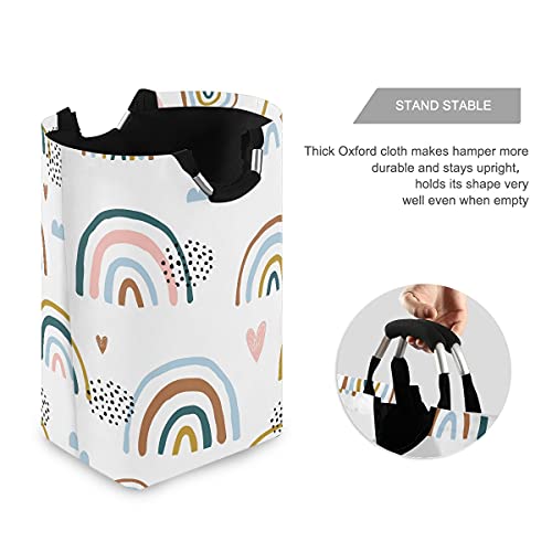 xigua Cartoon Rainbow Laundry Basket Large Laundry Hamper 72L Foldable Dirty Clothes Toys Organizer Bag with Handles for Bathroom,Bedroom,College Dorm,Kids Room