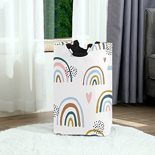 xigua Cartoon Rainbow Laundry Basket Large Laundry Hamper 72L Foldable Dirty Clothes Toys Organizer Bag with Handles for Bathroom,Bedroom,College Dorm,Kids Room