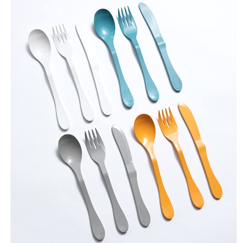 KNORK Eco 12 Piece (Fork, Knife, Spoon) Biodegradable Bamboo Reusable Flatware Set