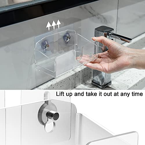 Beautyflier Acrylic Sponge Holder Sink Caddy for Kitchen Bathroom, Countertop Organizer Soap Container Kitchen Sink Sponge Brush Holder