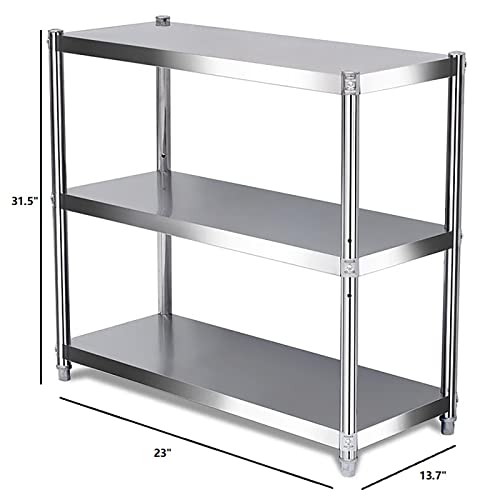 Generic Stainless Steel Kitchen Laundry Room Storage Pantry Shelf Garage Heavy Duty Shelving, Each Shelf can Bear 200 pounds evenly distributed; (3tier-Adjustable (23.6L x 14W x 31H))