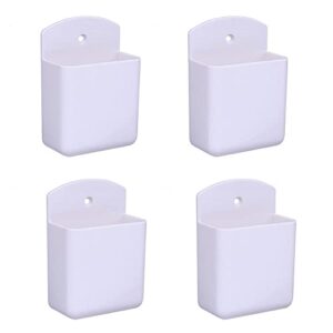 mshengm pack of 4 white remote holders remote control holder wall mount media storage box for home office bedroom parlor self adhesive atorage box