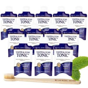 dental herb company - tonic traveler - single use tonic mouthwash (12 pack) with bamboo toothbrush