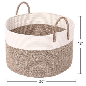 Goodpick Tall Cotton Rope Woven Basket and XXXL Large Laundry Basket Nursery Storage Bin With Handles