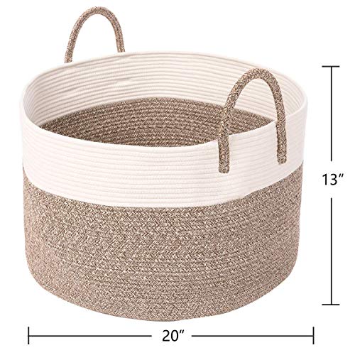 Goodpick Tall Cotton Rope Woven Basket and XXXL Large Laundry Basket Nursery Storage Bin With Handles