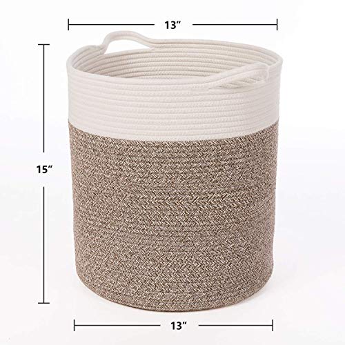 Goodpick Tall Cotton Rope Woven Basket and XXXL Large Laundry Basket Nursery Storage Bin With Handles