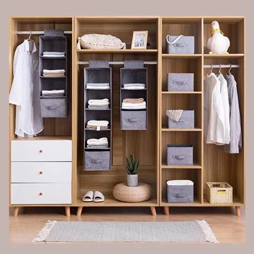 Hanging Closet Organizer - Foldable Closet Hanging, Space Saver - Sweater or Shoe Organizer, Baby Nursery Closet Organization and Storage (Grey)