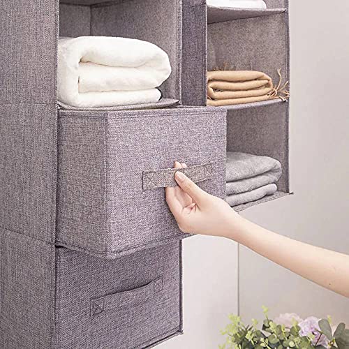 Hanging Closet Organizer - Foldable Closet Hanging, Space Saver - Sweater or Shoe Organizer, Baby Nursery Closet Organization and Storage (Grey)