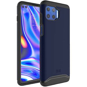 tudia dualshield designed for motorola one 5g uw case, [merge] shockproof military grade heavy duty dual layer drop protection for moto one 5g case - indigo blue