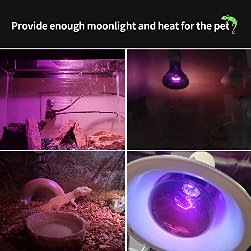 Night Heat Lamp 100W Reptile Heating Bulb, Infrared Moonlight UVA Basking Spot Lamp for Reptile and Amphibian Bearded Dragon Lizard Tortoise Snake-2 Pack