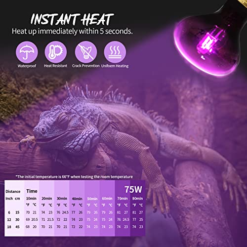 Night Heat Lamp 100W Reptile Heating Bulb, Infrared Moonlight UVA Basking Spot Lamp for Reptile and Amphibian Bearded Dragon Lizard Tortoise Snake-2 Pack