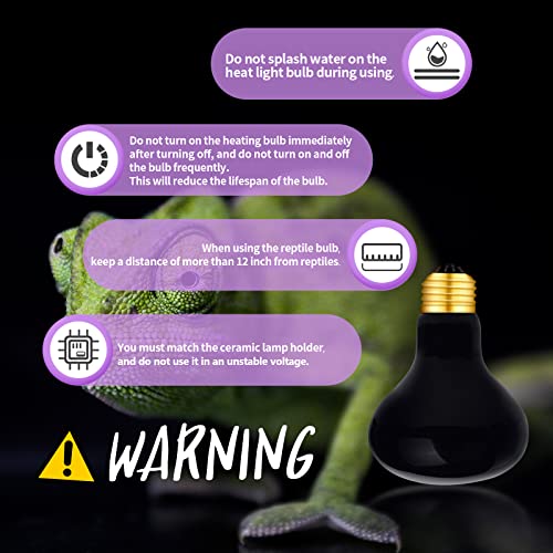 Night Heat Lamp 100W Reptile Heating Bulb, Infrared Moonlight UVA Basking Spot Lamp for Reptile and Amphibian Bearded Dragon Lizard Tortoise Snake-2 Pack