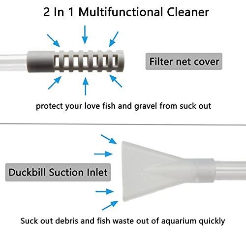 AREPK 10 Gallon Fish Tank cleaner and Aquarium Water Changer Siphon with a Thinner Water Tubing. Perfect for Cleaning Small Fish Tanks, Gravel Vacuum for Aquarium Kit