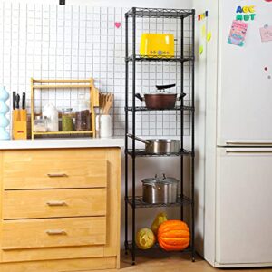 REGILLER 6 Wire Shelving Steel Storage Rack Adjustable Unit Shelves for Laundry Bathroom Kitchen Pantry Closet (Black, 16.8L x 11.7W x 63H)