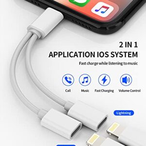 Converter Compatible with iPhone Headphone Adapter Compatible for Lightning Double to Audio Jack and Charger Earphone Charging Splitter 11 12 Mini pro xs xr x 7 8 plus Connector for ipad air for Apple