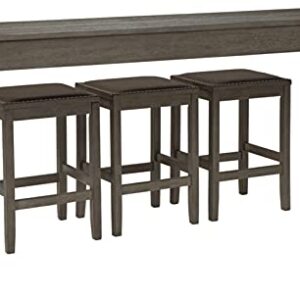 Signature Design by Ashley Rokane Urban Farmhouse Counter Height Dining Room Table Set with 3 Bar Stools, Brown