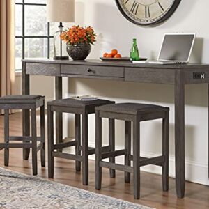 Signature Design by Ashley Rokane Urban Farmhouse Counter Height Dining Room Table Set with 3 Bar Stools, Brown