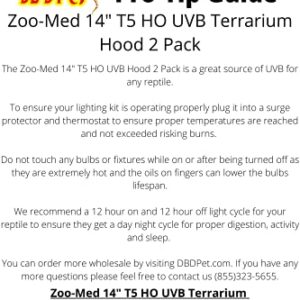 DBDPet (2 Pack) Reptisun 14" T5HO Terrarium Hood Light Fixture & Free 5.0 UV-B Bulb by Zoomed - Includes Attached Pro-Tip Guide - Great for Small Reptiles, Chameleons, Geckos, and More!