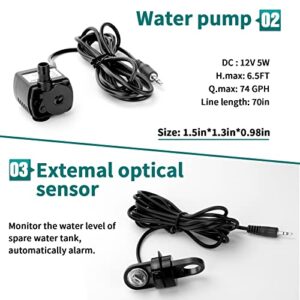 hygger Aquarium Alarm Auto Top Off Kit, Fish Tank Smart ATO Water Pump Auto Refill Water and One-Key Drain Water, Water Level Monitor Two Pairs of Protection Sensors for Saltwater Freshwater Tank