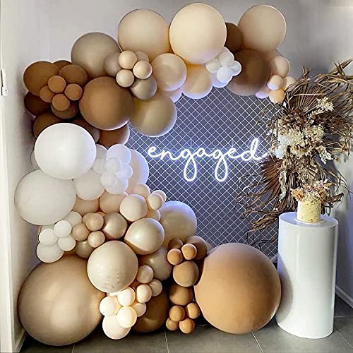 Brown Balloon Garland Kit Neutral Cream Boho Coffee Double-Stuffed Nude For Baby Shower Bridal Decorations Wedding Party