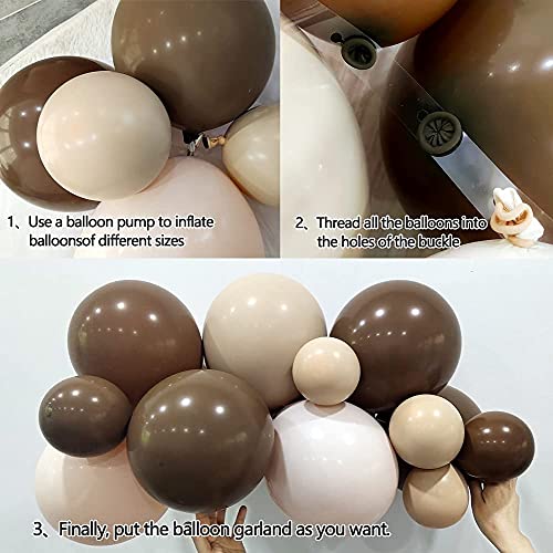 Brown Balloon Garland Kit Neutral Cream Boho Coffee Double-Stuffed Nude For Baby Shower Bridal Decorations Wedding Party