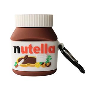 compatible for airpods case 1/2 nutella, boys girls kids teens women cute kawaii funny skin cover for airpod case nutella, cartoon 3d silicone fashion protective cases for airpods 1&2 (nutella)