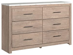 signature design by ashley senniberg contemporary dresser, light brown/white