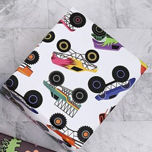 U'COVER Birthday Gift Wrapping Paper for Boys Kids Girls Baby Shower Wrapping Paper Roll 3 Styles Cartoon Dinosaur Monster Car for Holiday Anniversary