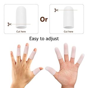 Frienda 30 Pieces Gel Finger Protector Finger Cots Silicone Finger Cover Cap Gel Finger Sleeves Finger Support for Finger Cracking, Finger Trigger (White, Apricot)