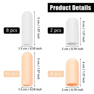 Frienda 30 Pieces Gel Finger Protector Finger Cots Silicone Finger Cover Cap Gel Finger Sleeves Finger Support for Finger Cracking, Finger Trigger (White, Apricot)