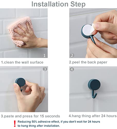 24 Pack Adhesive Wall Hooks, Key Hooks, Coat Hangers, Waterproof Utility Hanging Self Adhesive Towel Hook for Kitchen Bathroom Bedroom Entrance Door