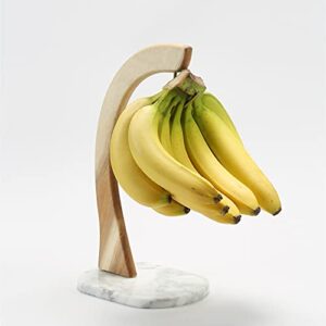 everous Banana Hanger Marble Base,Modern Banana Holder Tree Stand with Hook for Home or Bar(White)