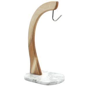 everous banana hanger marble base,modern banana holder tree stand with hook for home or bar(white)