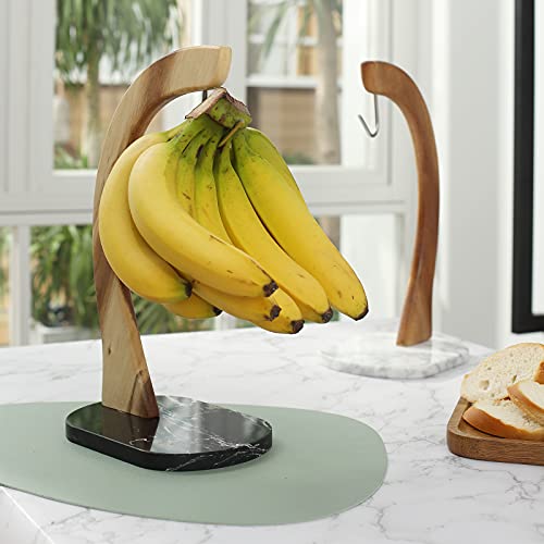 everous Banana Hanger Marble Base,Modern Banana Holder Tree Stand with Hook for Home or Bar(White)