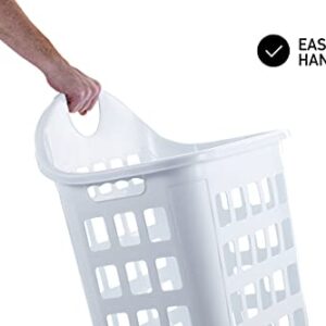 United Solutions Rolling Hamper with Built-In Handle, Two Bushel Capacity Holds 3 Loads of Laundry, Smooth-Gliding Thermo-Rubber Wheels, White, Ventilated Design