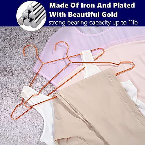 Amber Home 17" Rose Gold Strong Metal Hanger 30 Pack, Copper Clothes Hangers, Heavy Duty Coat Hangers, Standard Suit Hangers for Jacket, Shirt, Dress (Copper, 30)