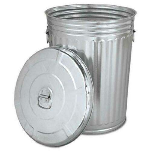 New Pre-Galvanized Trash Can with Lid Round Steel 20gal Gray