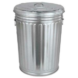 new pre-galvanized trash can with lid round steel 20gal gray