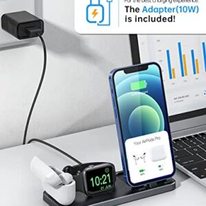 CEREECOO Portable 3 in 1 Charging Station for Apple Products Foldable Charger Stand for iWatch 7/6/SE/5/4/3/2/1 Charging Stand for iPhone AirPods Pro/3/2/1 Charging Dock Holder (Space Grey)