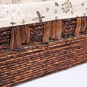 Rectangular Woven Water Hyacinth Storage Baskets Large Handmade Basket for Shelves Bathroom Kitchen Office Desk (Style D)