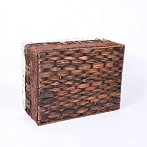 Rectangular Woven Water Hyacinth Storage Baskets Large Handmade Basket for Shelves Bathroom Kitchen Office Desk (Style D)