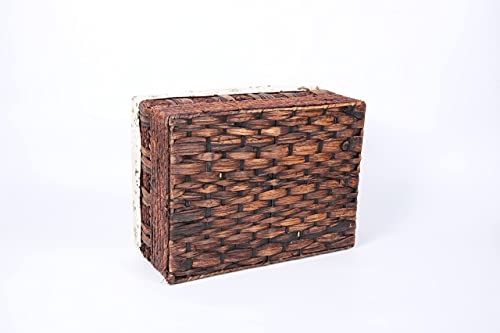 Rectangular Woven Water Hyacinth Storage Baskets Large Handmade Basket for Shelves Bathroom Kitchen Office Desk (Style D)