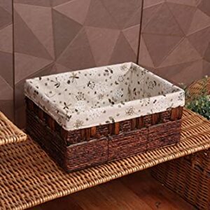 Rectangular Woven Water Hyacinth Storage Baskets Large Handmade Basket for Shelves Bathroom Kitchen Office Desk (Style D)