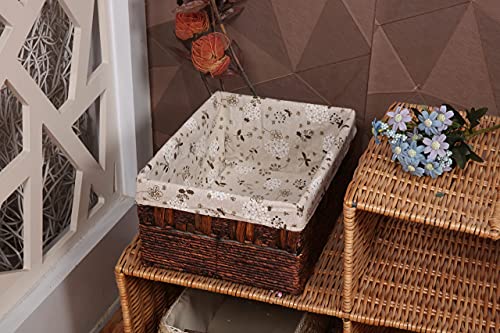 Rectangular Woven Water Hyacinth Storage Baskets Large Handmade Basket for Shelves Bathroom Kitchen Office Desk (Style D)