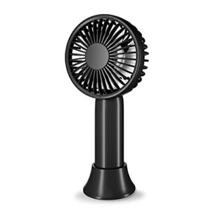 aluan super mini handheld fan, small personal portable fan with removable base, usb rechargeable battery operated hand held fan with 3 speeds for women men kids indoor, outdoor, makeup, travel(black)