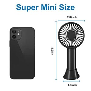 Aluan Super Mini Handheld Fan, Small Personal Portable Fan with Removable Base, USB Rechargeable Battery Operated Hand Held Fan with 3 Speeds for Women Men Kids Indoor, Outdoor, Makeup, Travel(Black)