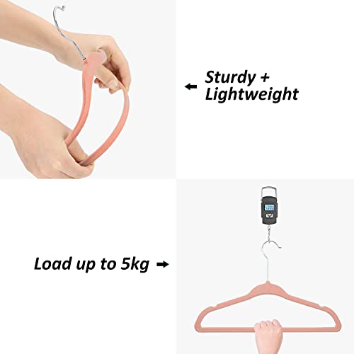 MangoKit 15 Pack Baby Velvet Clothes Hanger,Ultra-Thin Space-Saving Nursery Hangers,Non-Slip Toddler Hangers with Swivel Hook,Notched Shoulder Design（Pink）