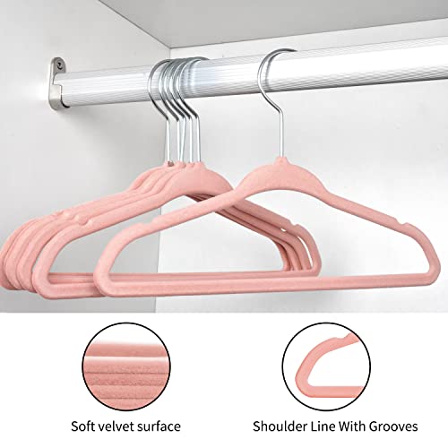 MangoKit 15 Pack Baby Velvet Clothes Hanger,Ultra-Thin Space-Saving Nursery Hangers,Non-Slip Toddler Hangers with Swivel Hook,Notched Shoulder Design（Pink）