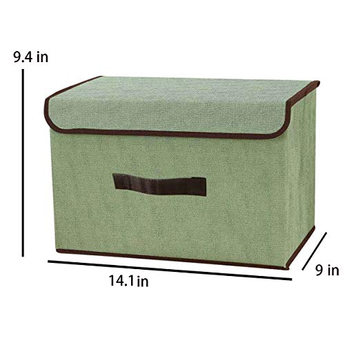 RILONG Storage Bins with Lid [2-Pack] - Folding Basket Cubes Containers Boxes，Foldable Clothes Storage, Toys, documents, etc.(Light green )