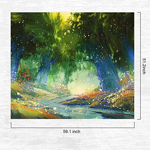 Instruban Forest Tapestry Nature Landscape Tapestry Psychedelic Tree Tapestry for Bedroom Living Room-H51.2×W59.1 inches